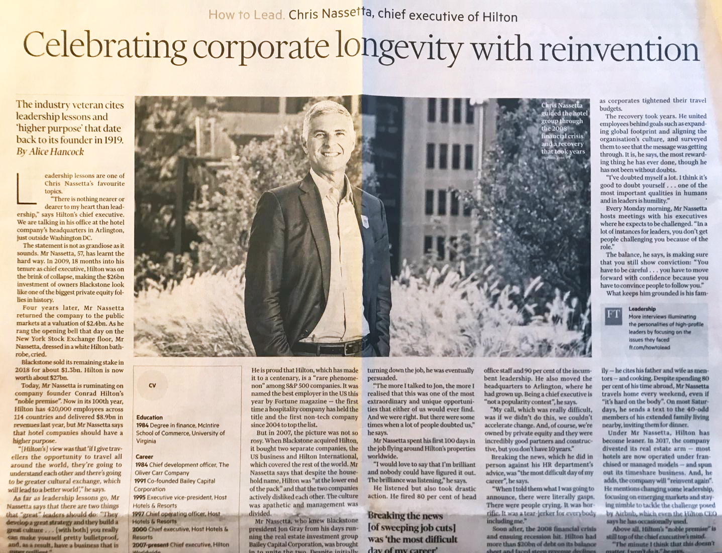 Chris Nassetta in FT: "And as a result you have a business that is ...